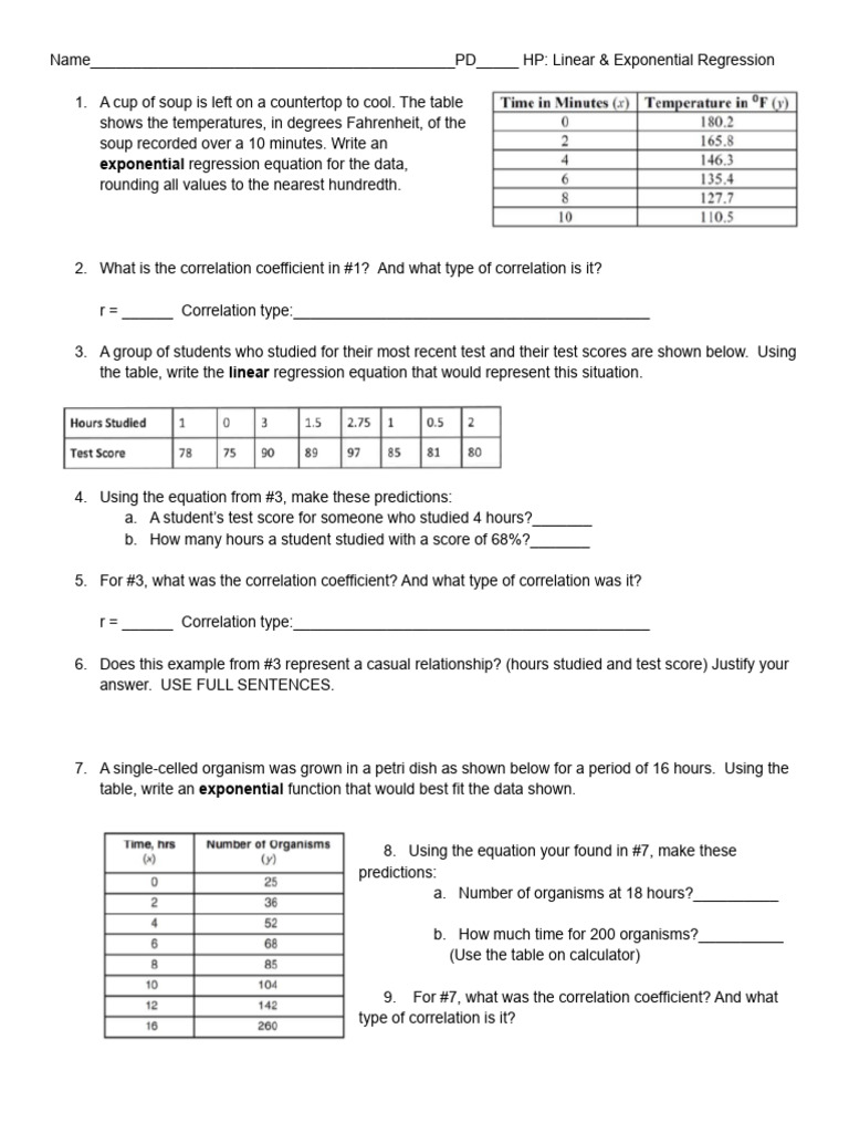 HP - Linear & Exponential Regression | PDF | Regression Analysis | Applied Mathematics