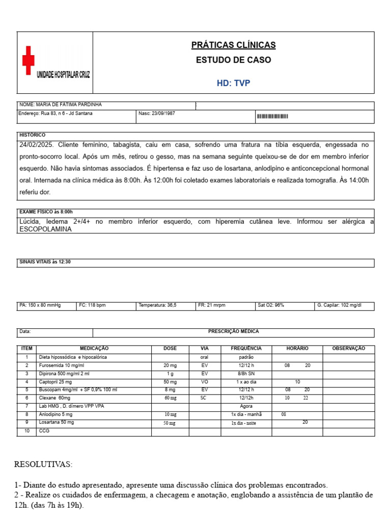 Práticas Clinicas Meta 1.2 - TVP - TEP | PDF | Sistema de saúde ...