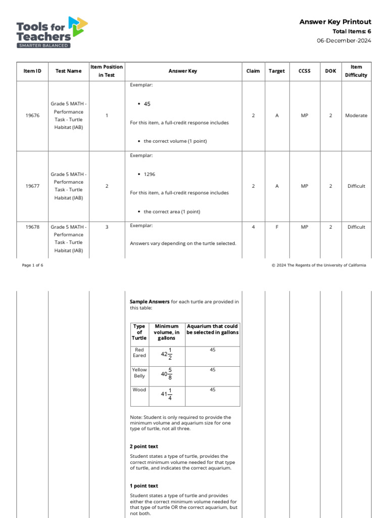 5th Grade Math Performance Task | PDF | Aquarium | Volume