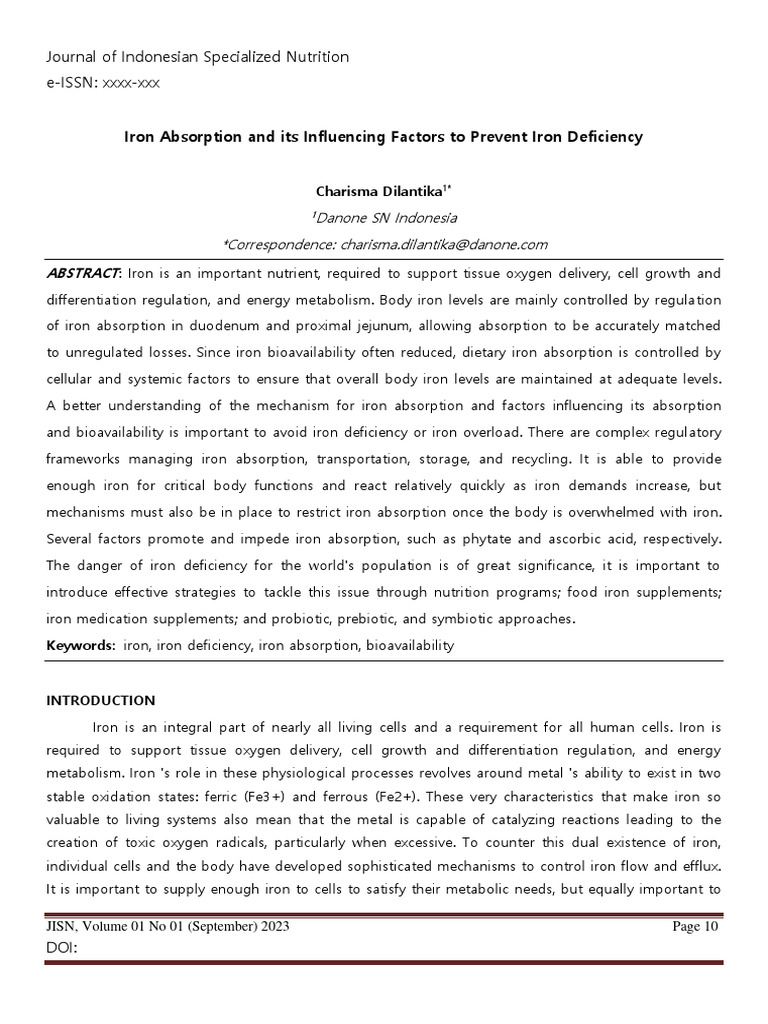 Iron Absorption and Its Influencing Fact | PDF | Iron | Small Intestine