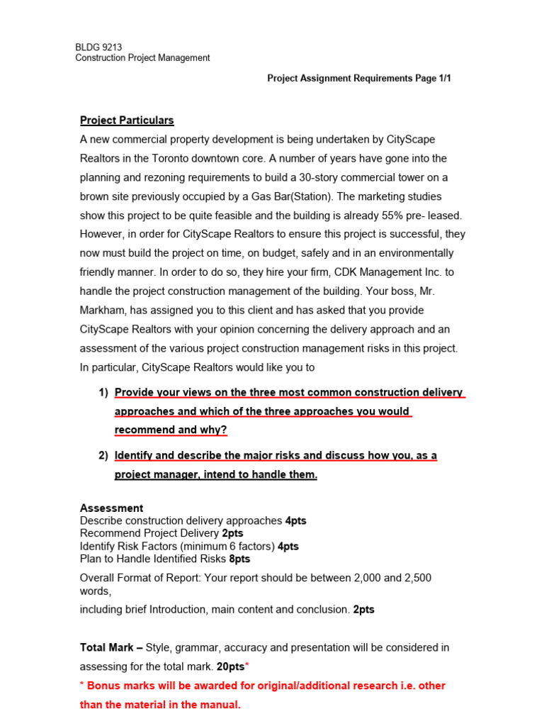 CPM Project Assignment Requirements | PDF