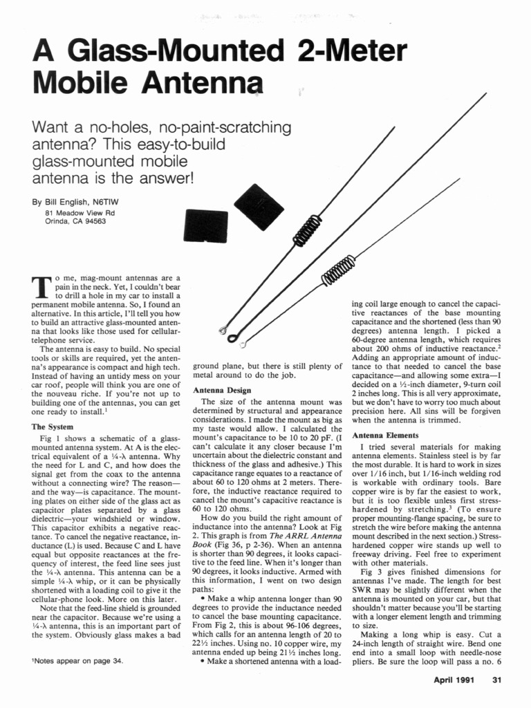 A Glass Mounted 2 Mts Mobile Antenna | PDF