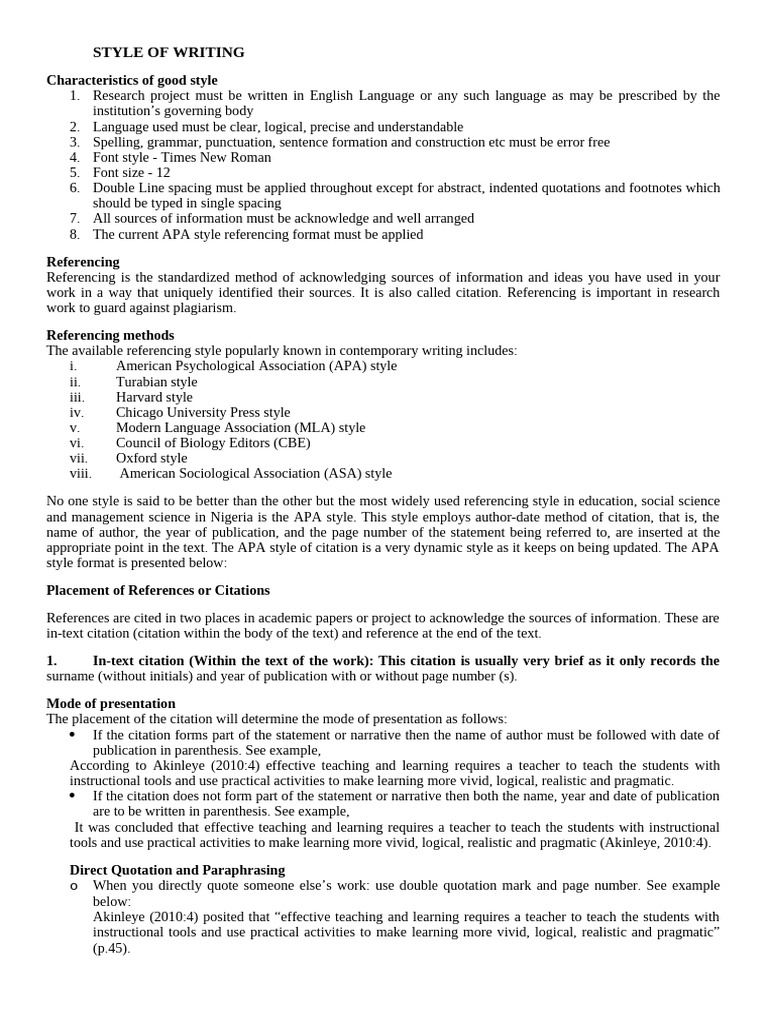 EDU 301 (Final) LECTURE NOTE | PDF | Citation | Apa Style