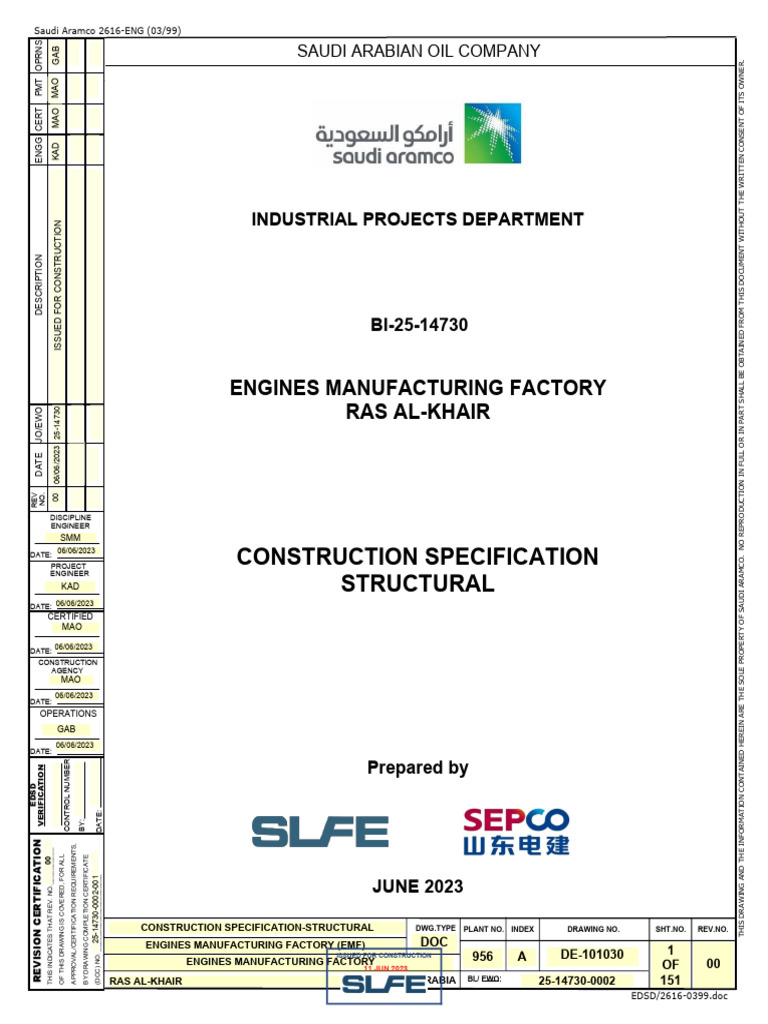 Construction Specification Structural - D101030151W00 | PDF | Concrete ...