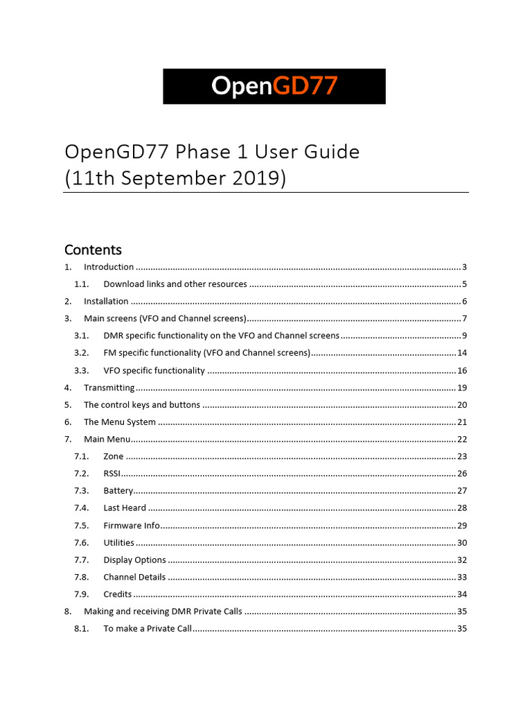 Open GD77 User Guide | PDF | Electronics | Information And Communications Technology