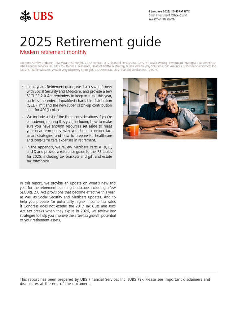 UBS Retirement 2025 Guide | PDF | Cost Of Living | Medicare Part D