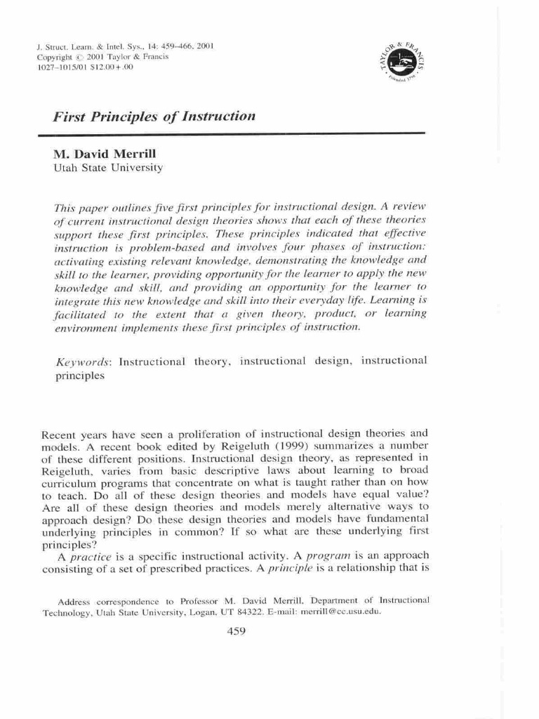 First Principles of Instruction | PDF