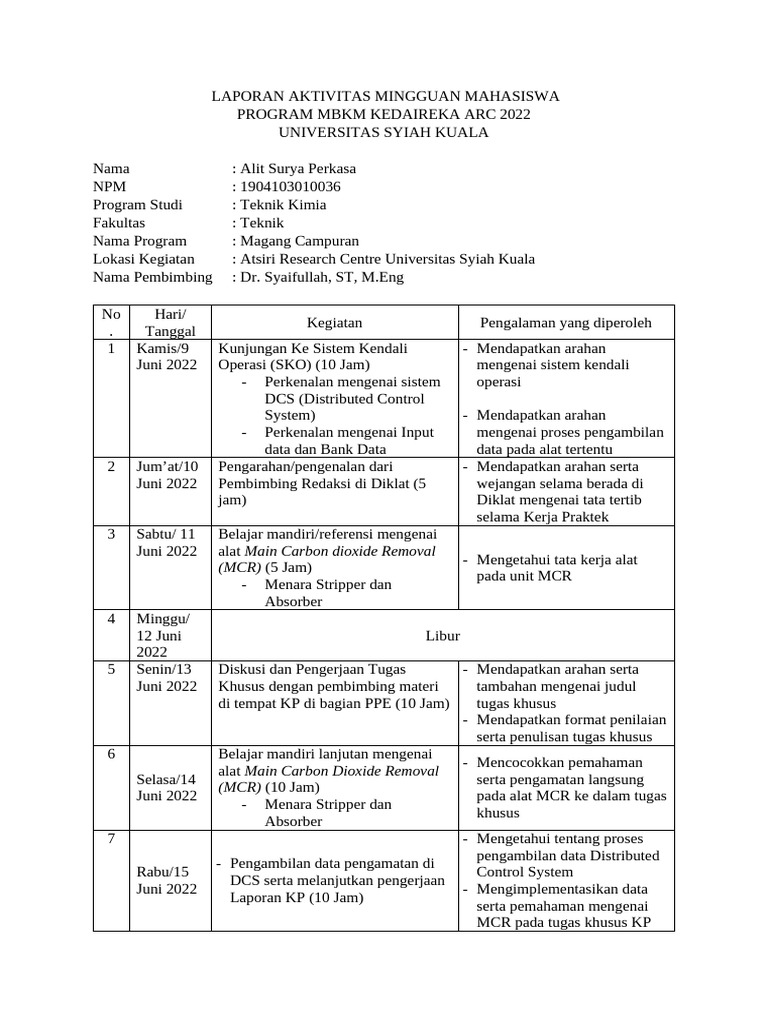 Logbook MBKM ARC Alit Surya Perkasa (50 Jam) | PDF