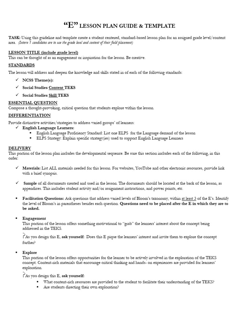 Student-Centered Lesson Plan Template | PDF | Learning | Lesson Plan