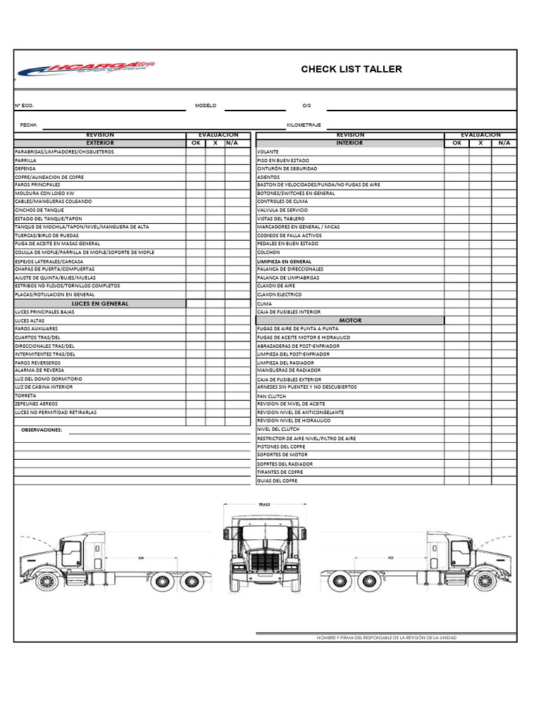 Revisión Completa de Vehículo: Check List | PDF | Vehículos con ...