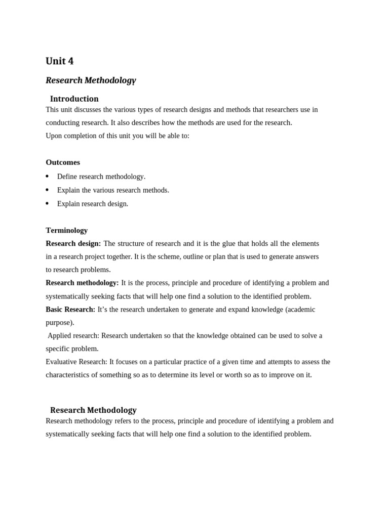 Unit 4 | PDF | Methodology | Survey Methodology
