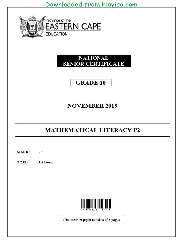 Maths Lit p2 Gr10 QP Nov2019 - Engd | PDF | Banks | Fee