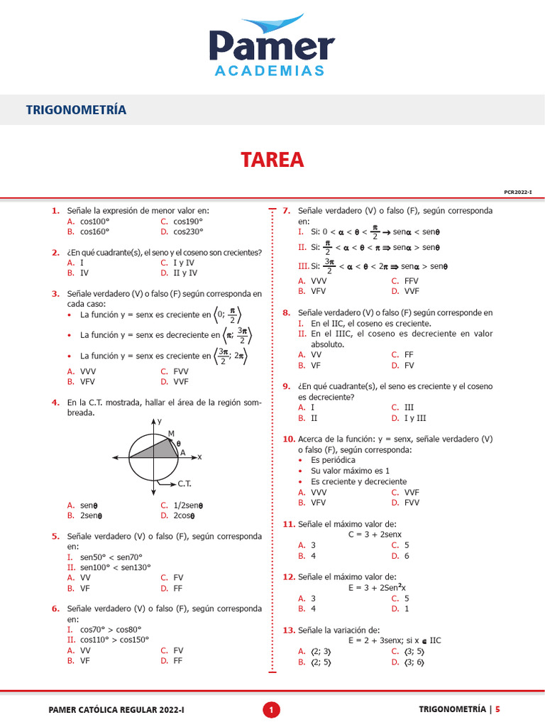 Ejercicios Pamer Trigo | PDF | Funciones trigonométricas | Objetos matemáticos