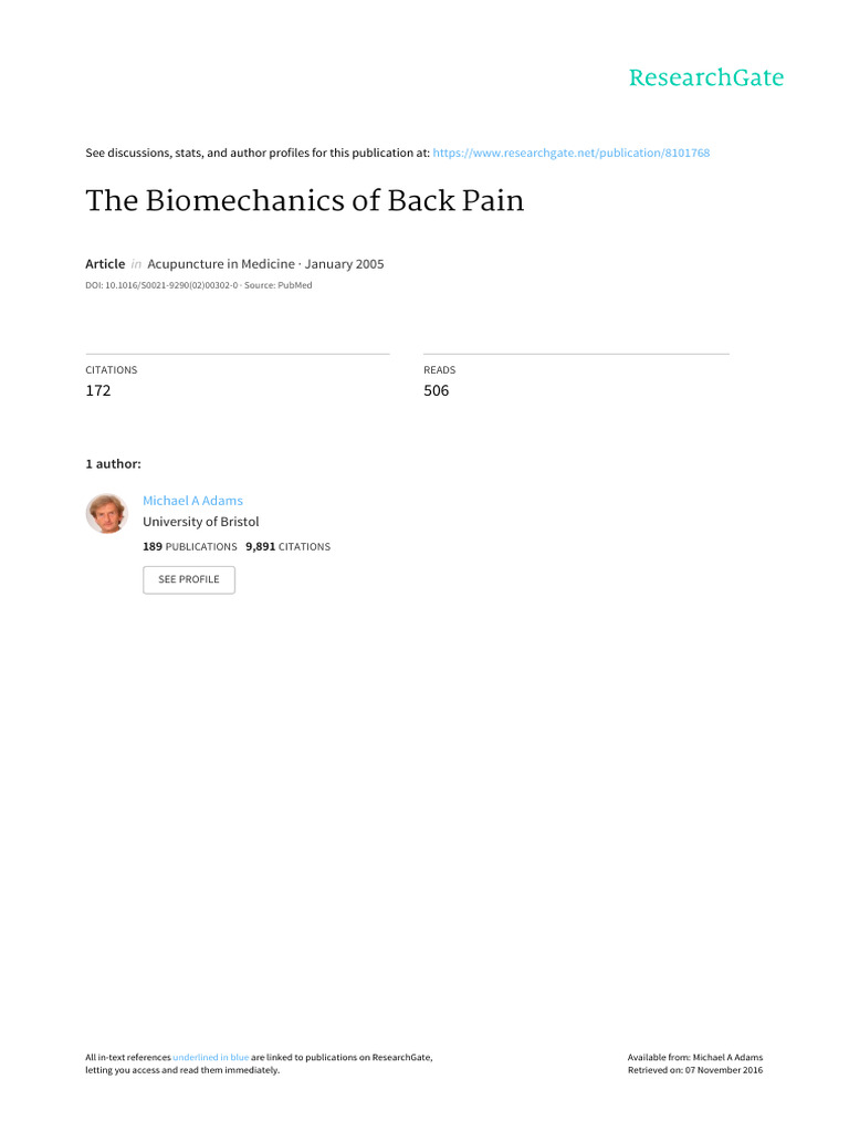 The Biomechanics of Back Pain | PDF | Vertebral Column | Vertebra