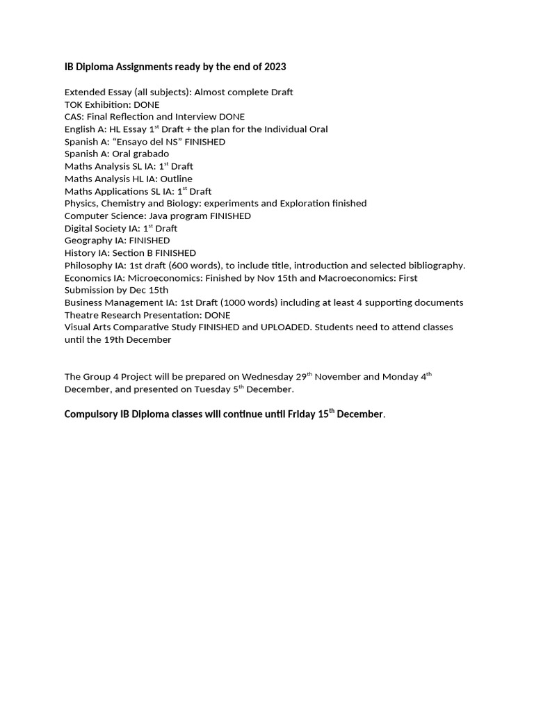IB - Diploma - Assignments - Ready - by - The - End - of - 2023 2 | PDF