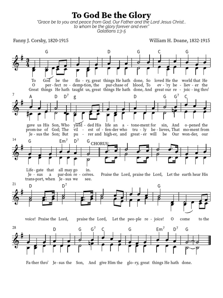 To God Be the Glory Hymn Lyrics | PDF