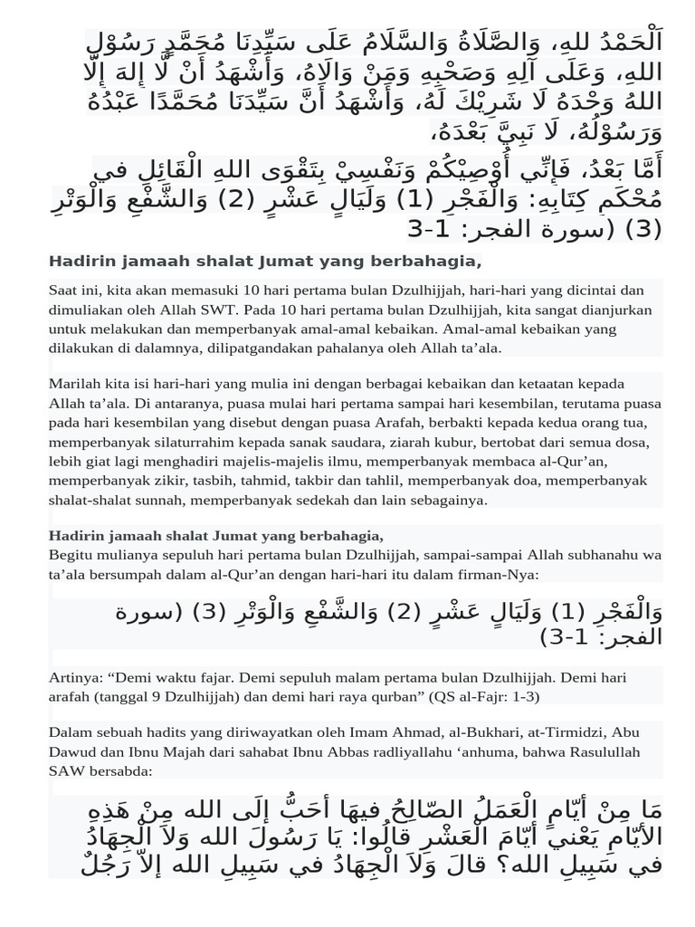 Khutbah Jumat 7 Juni 2024 | PDF