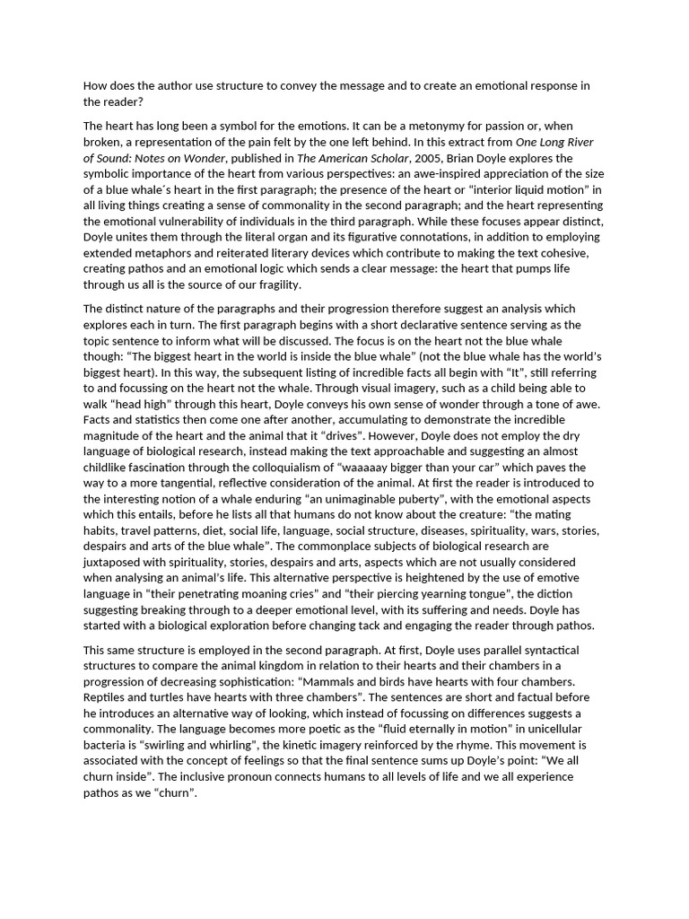 How Does The Author Use Structure To Convey The Message and To Create ...