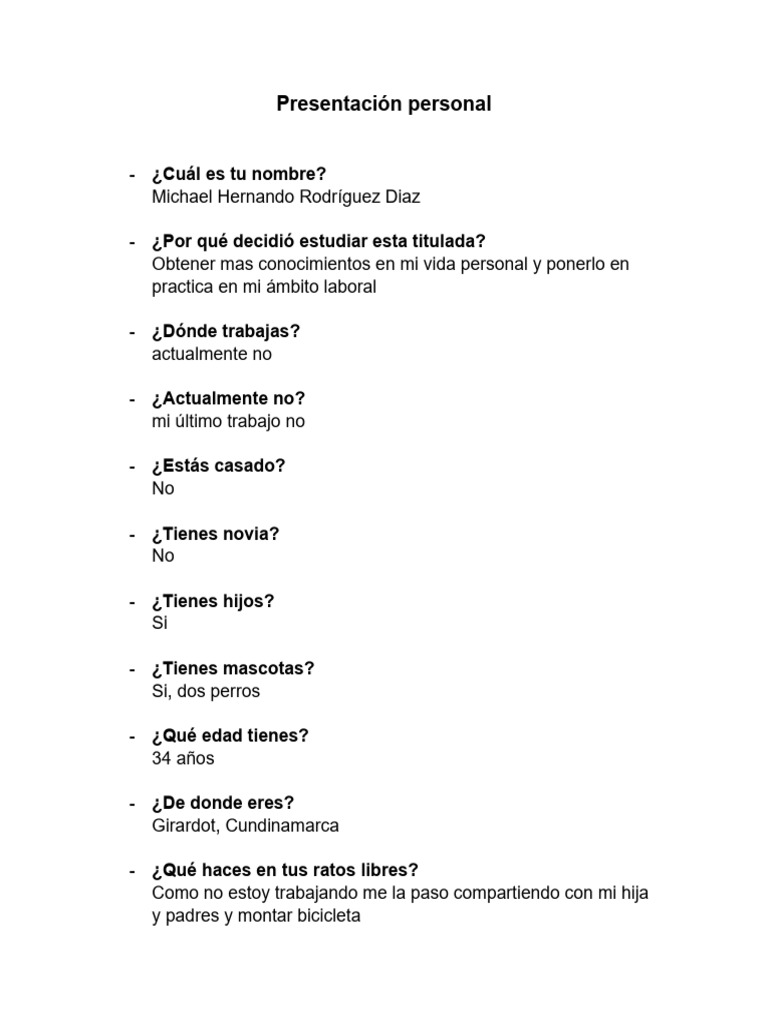 Presentación Personal | PDF