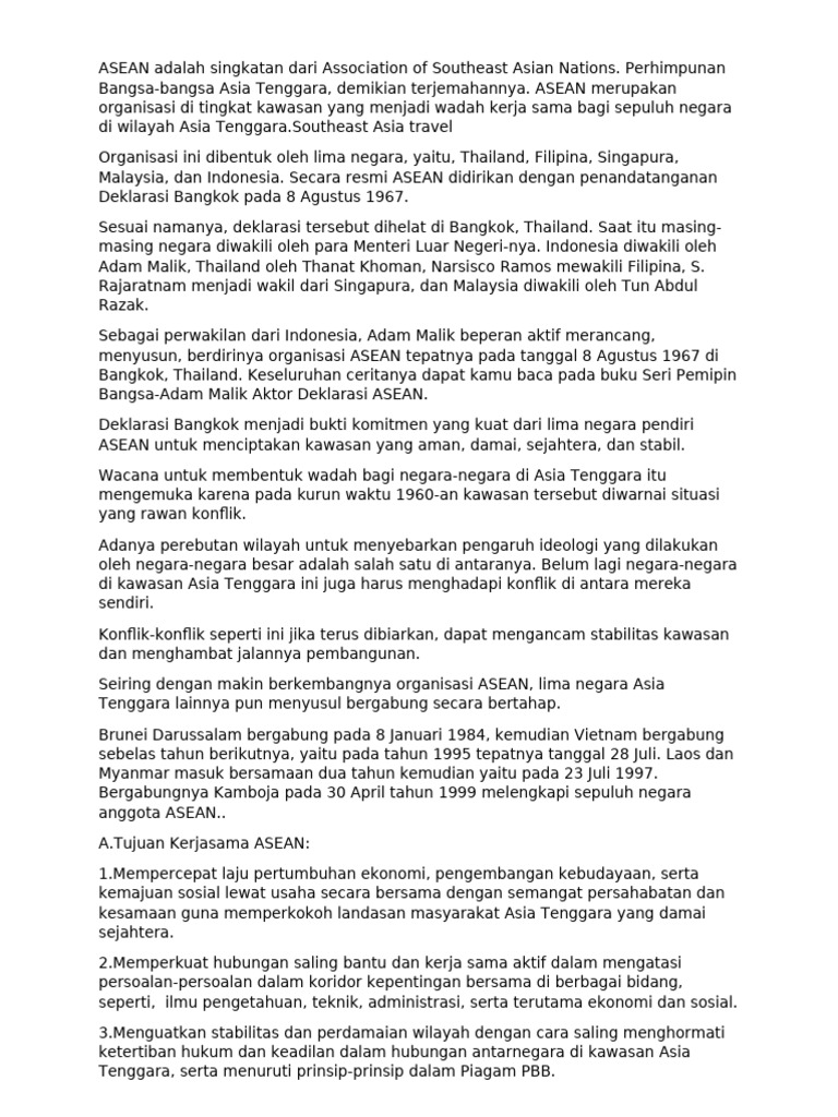 ASEAN Adalah Singkatan Dari Association of Southeast Asian Nations | PDF