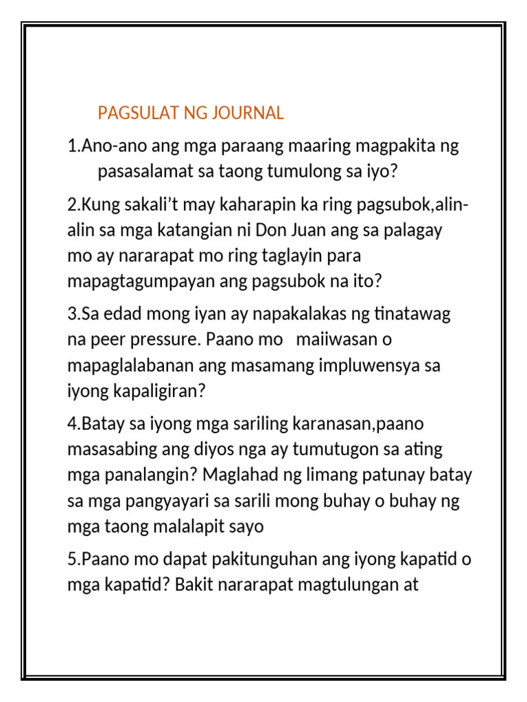 PAGSULAT NG JOURNAL | PDF