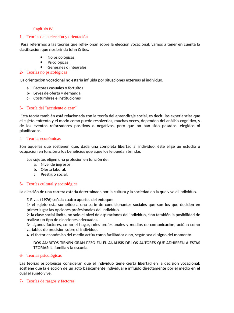 Capitulo IV Orientacion Vocacional | PDF | Sicología | Psicoanálisis