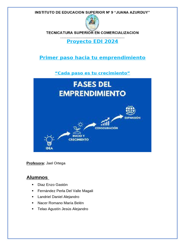 Proyecto EDI 2024 | PDF | Análisis FODA | Iniciativa empresarial