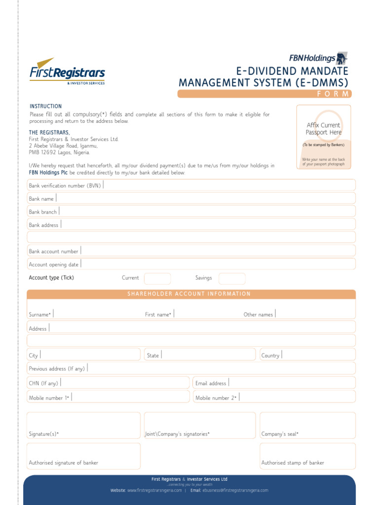E Dividend Mandate Management System Form | PDF | Financial Economics | Business
