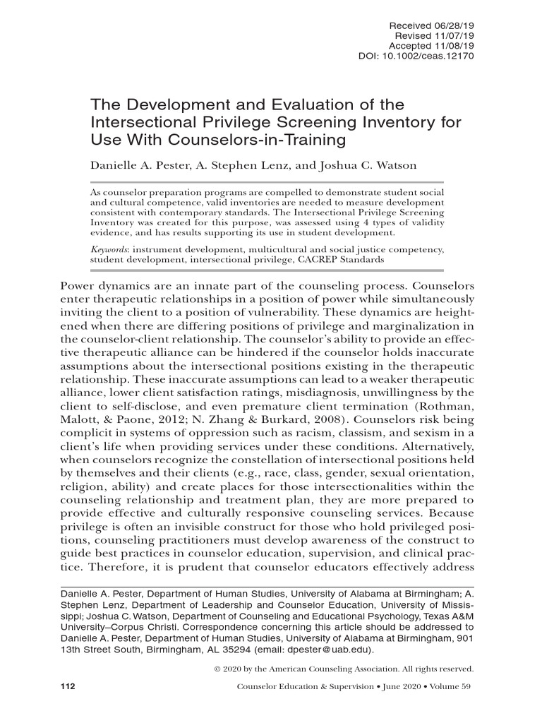 Intersectional Privilege in Counselor Training | PDF