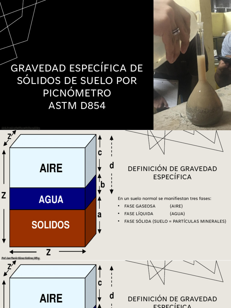 03 Gravedad Específica de Sólidos de Suelo por Picnómetro ASTM D854 | PDF | Mecánica de suelos ...