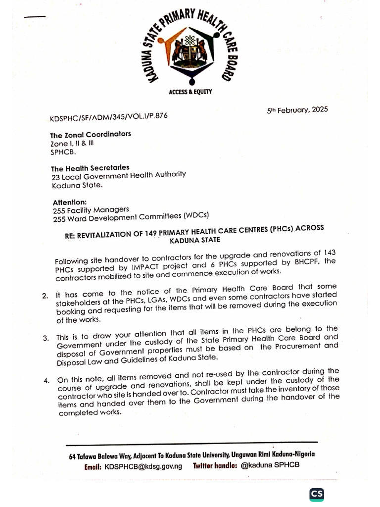 Kaduna PHC Revitalization Plan | PDF