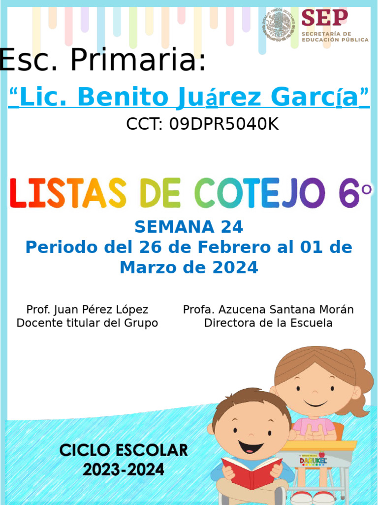 6° Sem24 Lista de Cotejo Darukel 2023-2024 | PDF