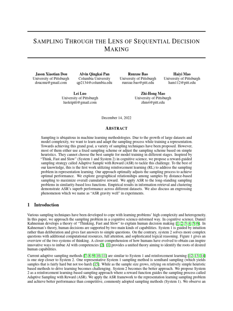 SAMPLING THROUGH THE LENS OF SEQUENTIAL DECISION MAKING | PDF ... SAMPLING THROUGH THE LENS OF SEQUENTIAL DECISION MAKING | PDF ...
