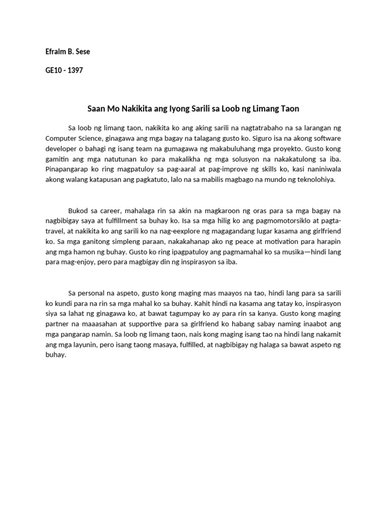 GE10-Me In 5 years | PDF