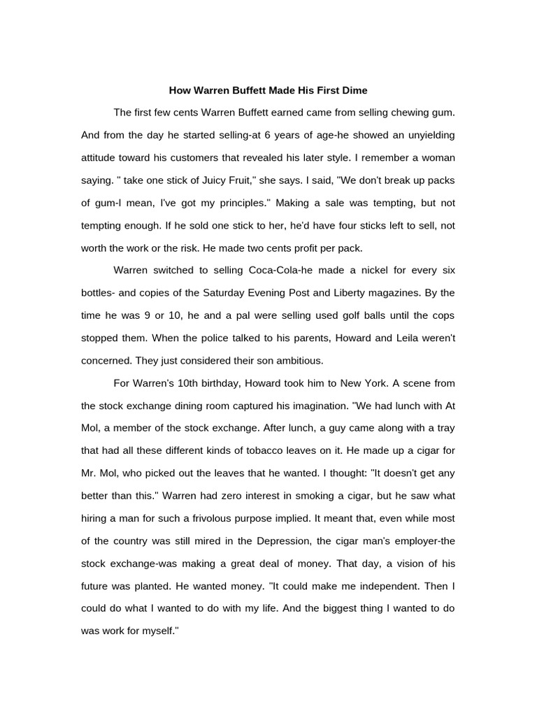 How Warren Buffett Made His First Dime | PDF | Warren Buffett