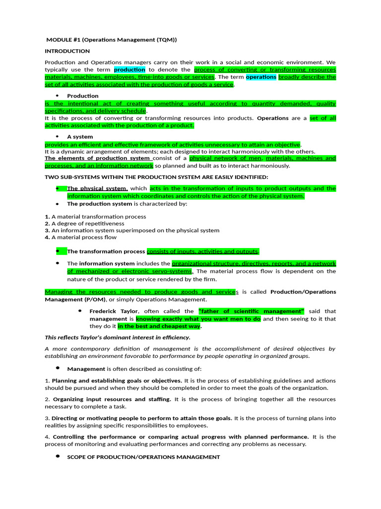 TQM Whole Chap | PDF | System | Goal