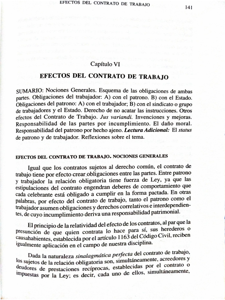 Efectos Del Contrato de Trabajo. Doctrina. Rafael J. Alfonzo - Guzmán | PDF