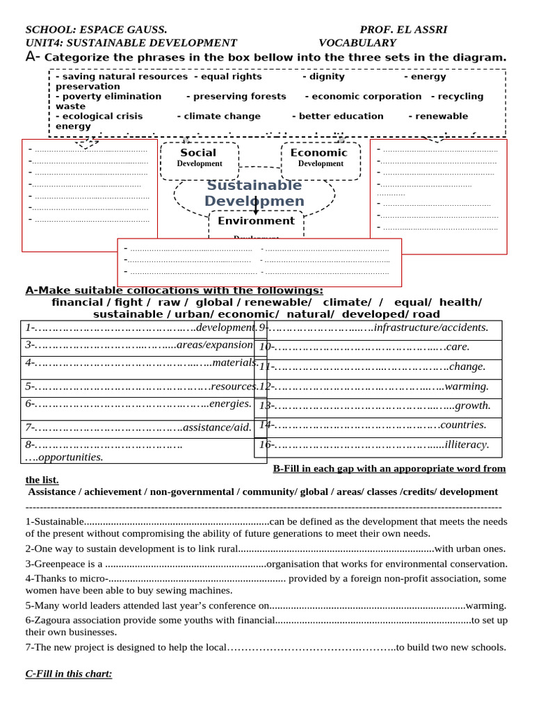 Sustainable Development Vocabulary Lesson | PDF | Economies ...