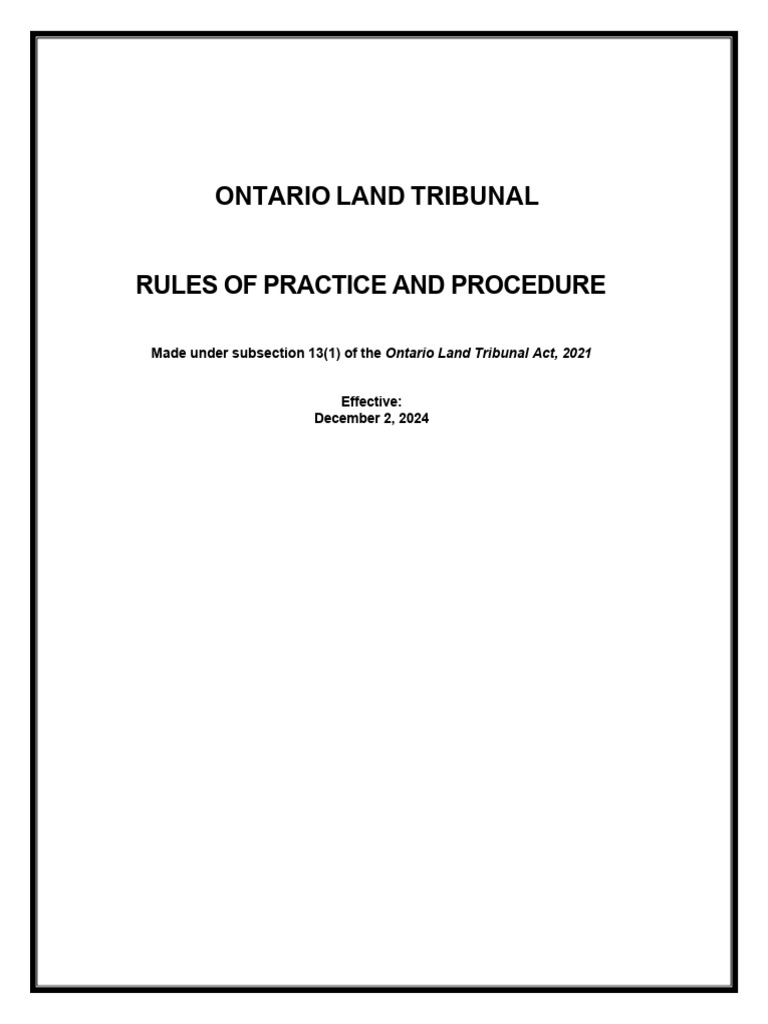 OLT Rules and Procedures en | PDF | Discovery (Law) | Tribunal