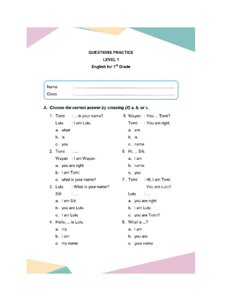 LATIHAN BING SD KELAS 1 BAB 1-5 | PDF