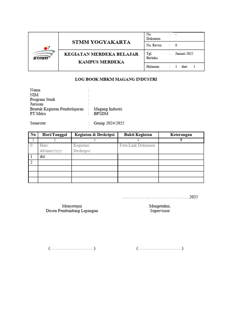 Log Book MBKM Magang Industri | PDF
