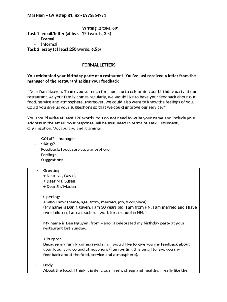 Writing Formal Letter - Feedback | PDF