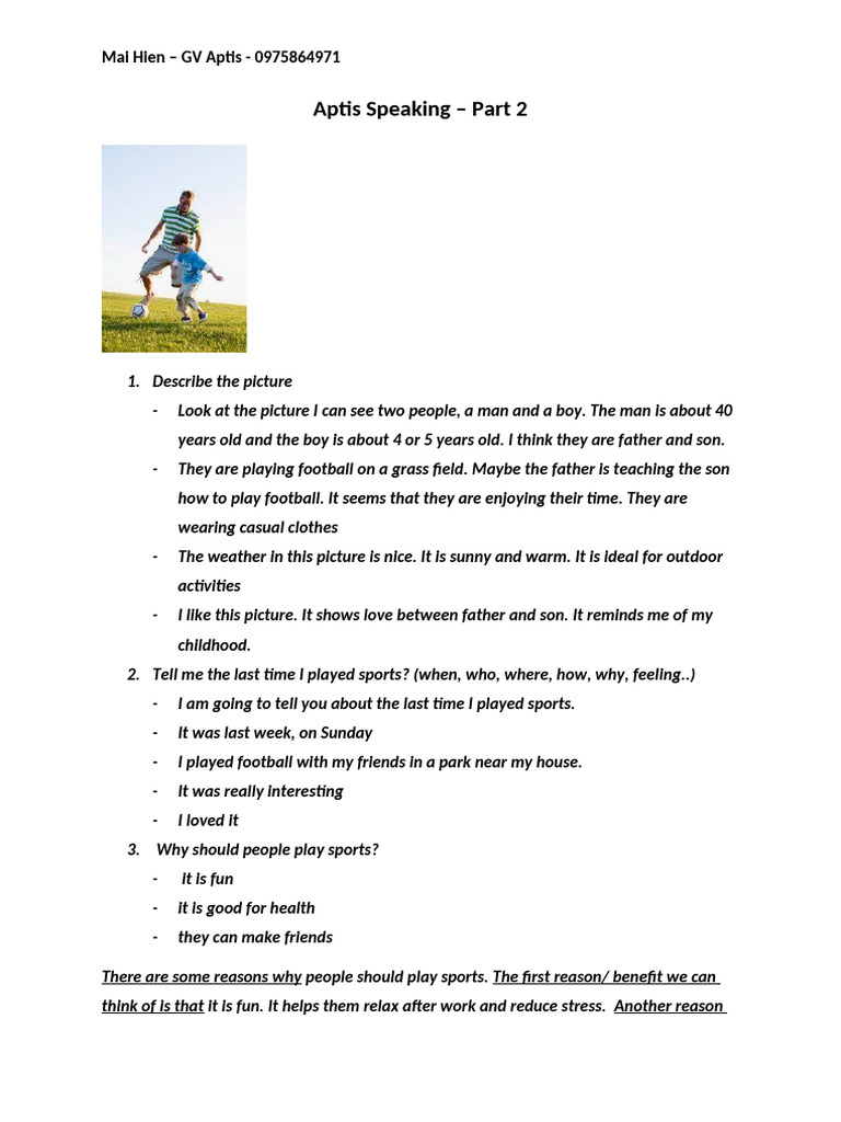 Aptis Speaking Practice Guide | PDF