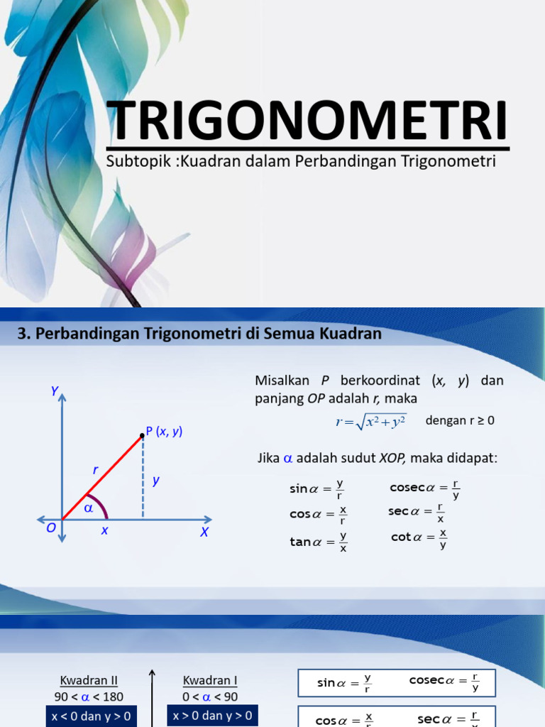 Perbandingan Trigonometri di Kuadran | PDF