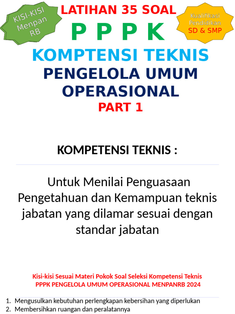 Soal PPPK Pengelola Umum Operasional Part 1 | PDF