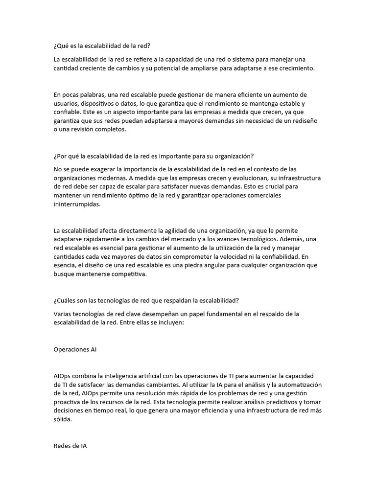 Qué Es La Escalabilidad de La Red | PDF | Escalabilidad | Inteligencia ...