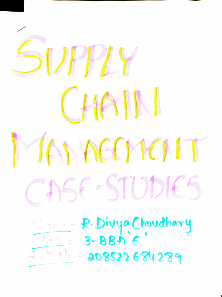 Scm Case Studies Answers | PDF | Business | Business Process
