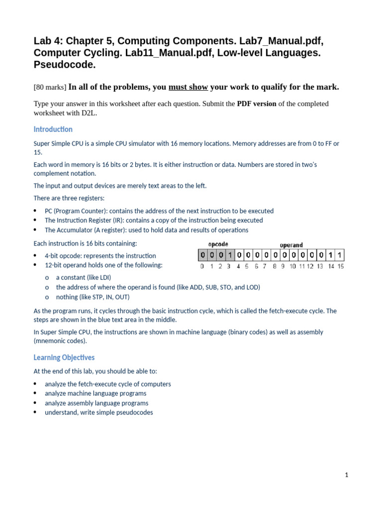Lab 4 Worksheet | PDF | Computer Programming | Computer Hardware