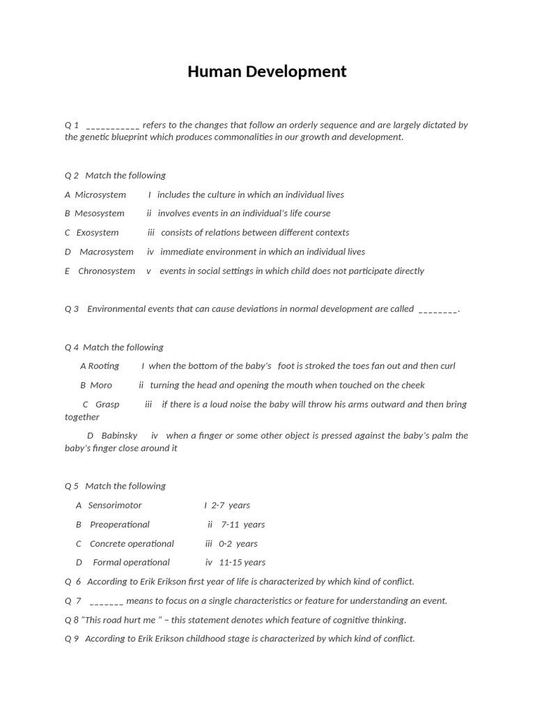 Human Development Stages And Concepts Pdf Adolescence Child
