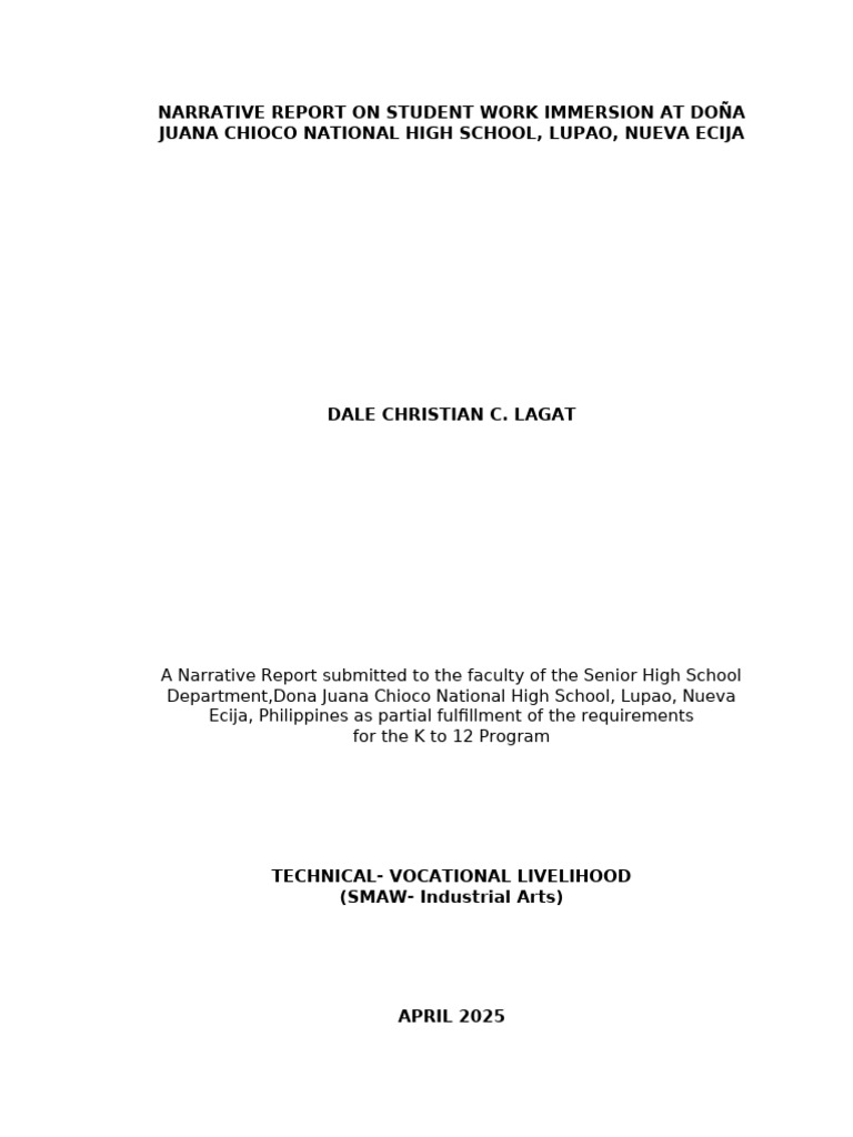 Narrative Report Front Page | PDF